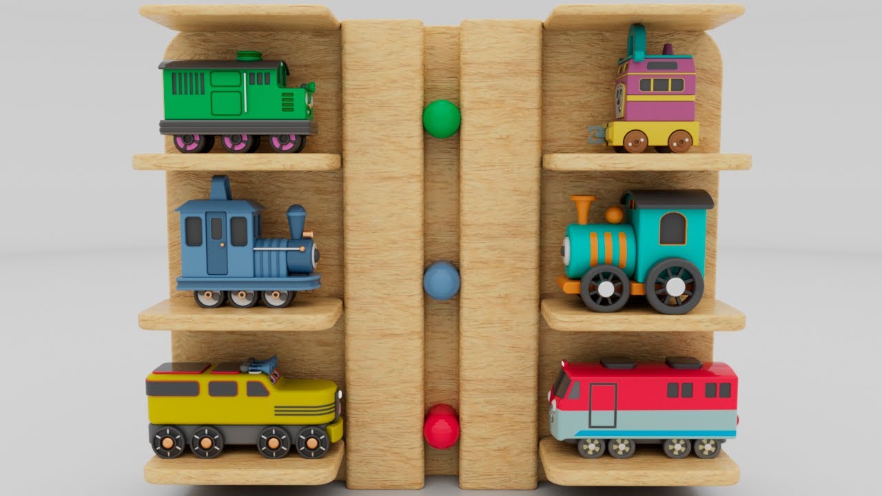 PARKING TOY TRAINS FOR TODDLERS || SLIDING SCHOOL BUS - YouTube
