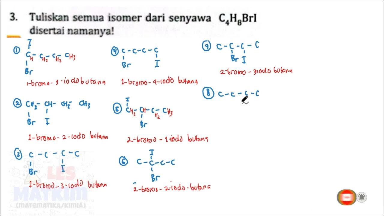 Tuliskan semua isomer dari senyawa C4H8BrI disertai namanya - YouTube