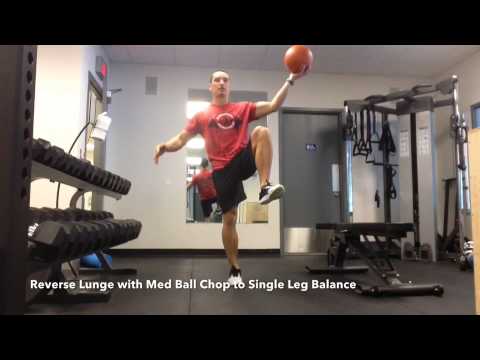 Reverse Lunge with Med Ball Chop to Single Leg Balance - YouTube