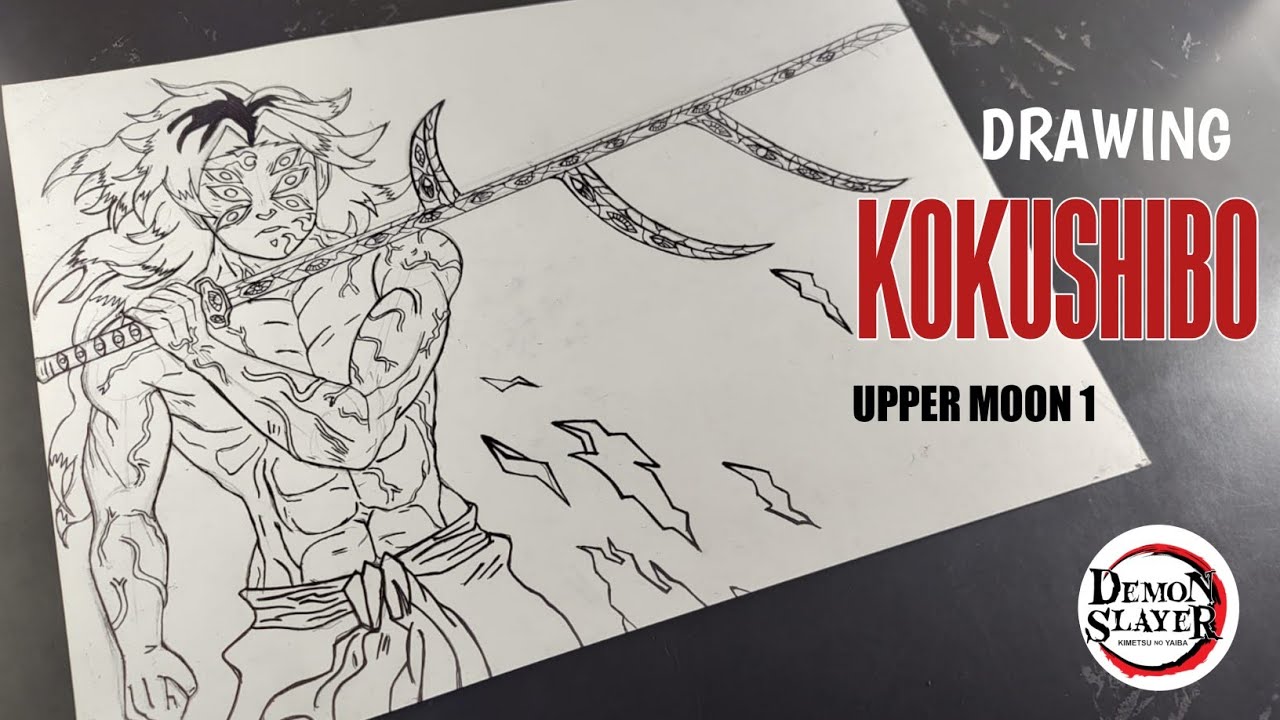 How To Draw Kokushibu [ UPPER MOON 1 ] DEMON SLAYER | Step By Step ...