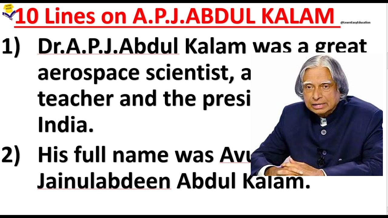 Dr. APJ Abdul Kalam speech in english 10 lines || Short speech on APJ ...