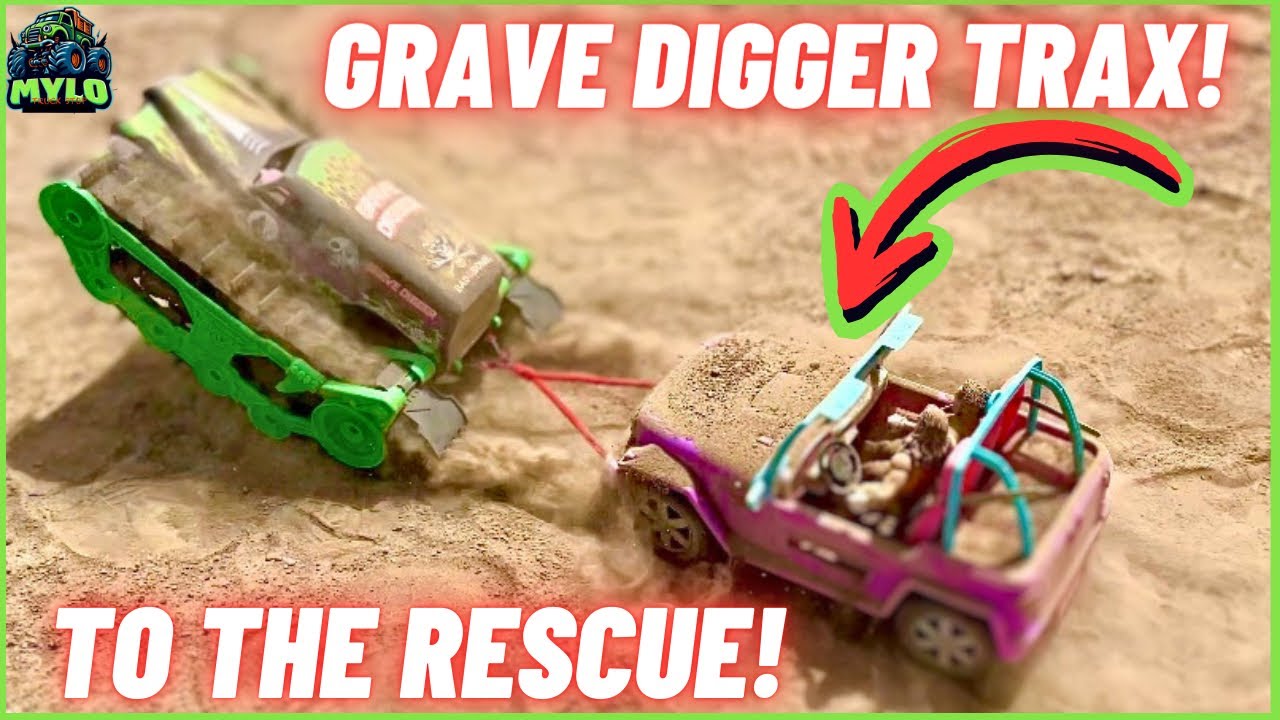 Epic Rescue: Grave Digger Trax Saves Stranded Barbie Jeep! - YouTube
