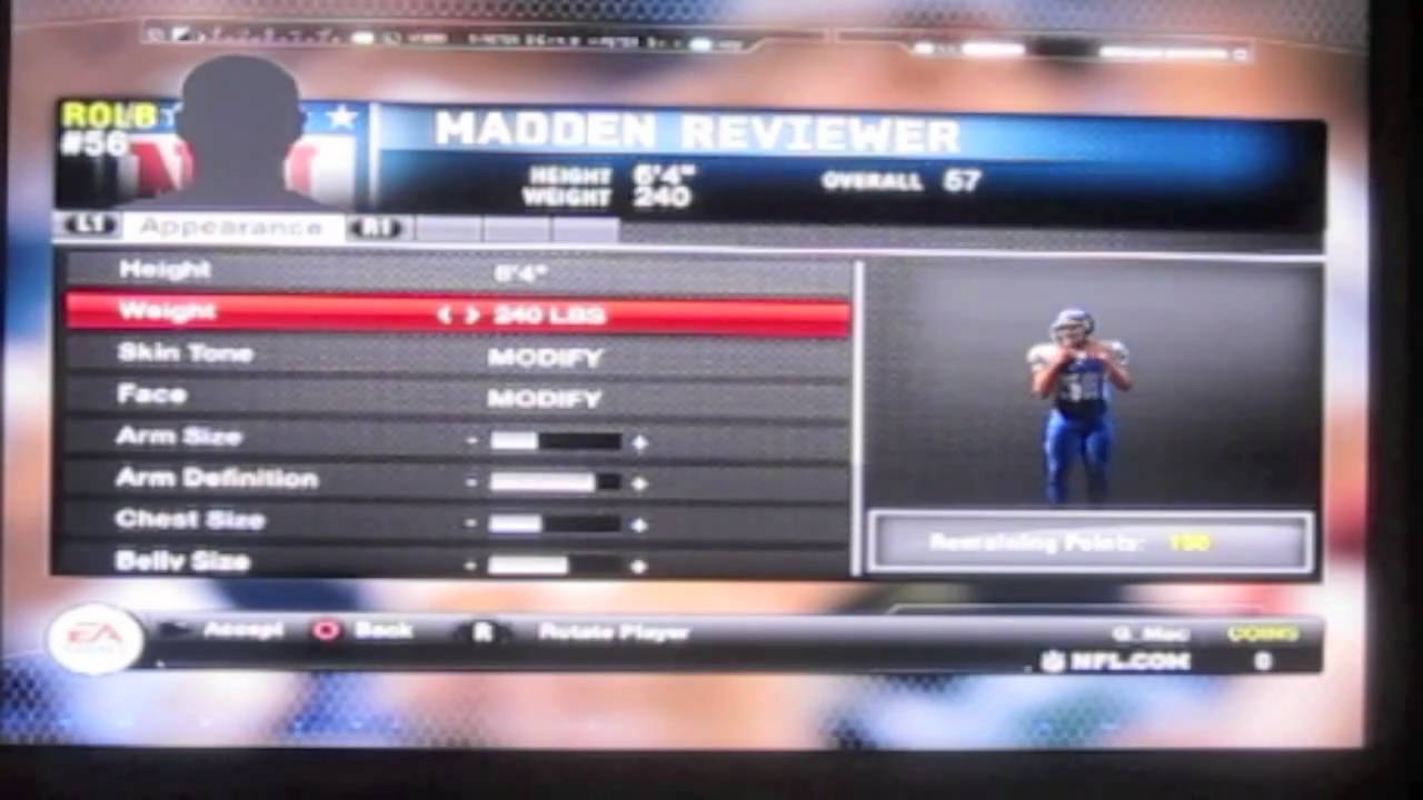 Madden 11 Creating a ROLB - YouTube