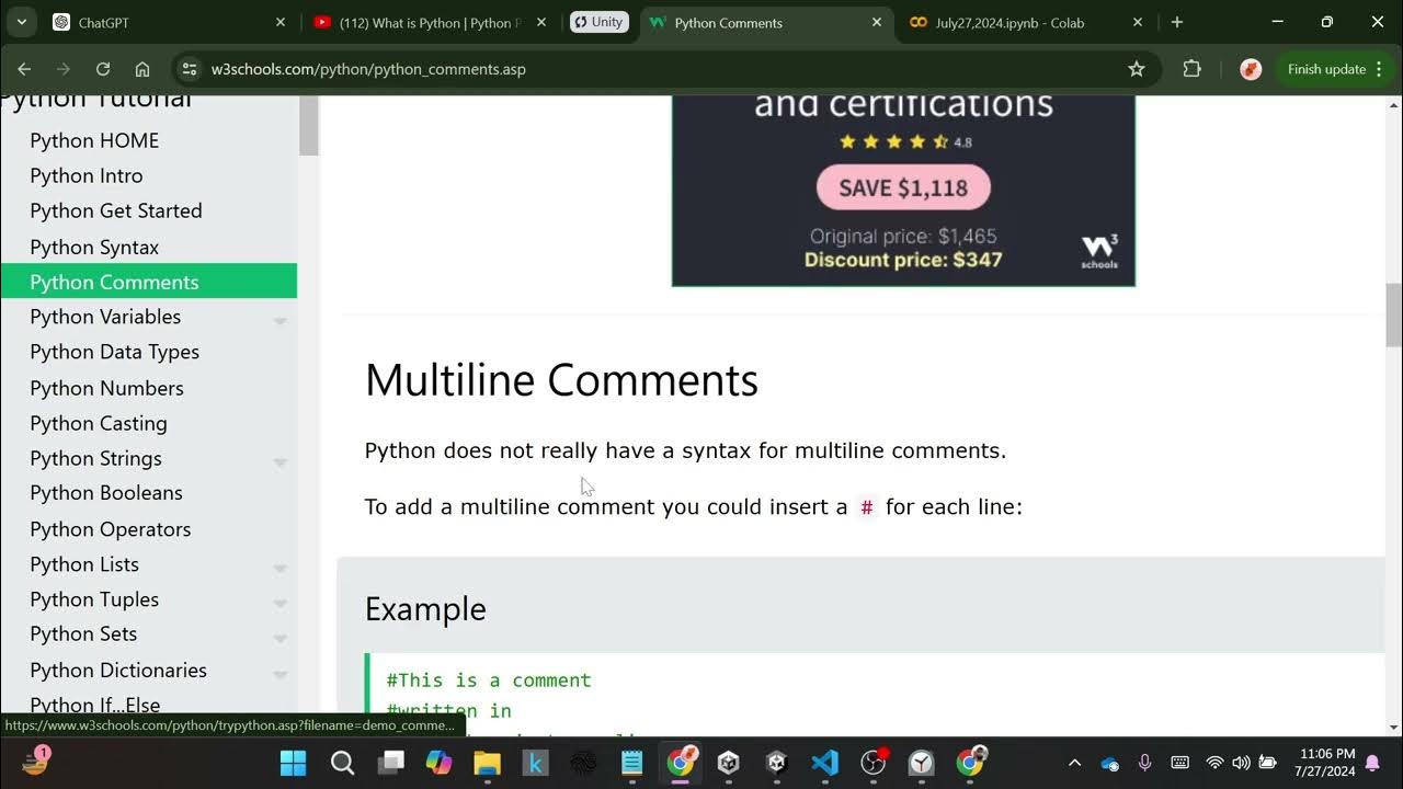 Python Tutorial Part 04 Python Comments - YouTube