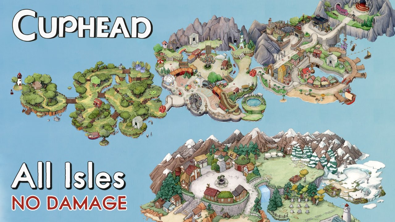 [WORLD'S THIRD] Cuphead NO DAMAGE All Isles Full Playthrough - YouTube