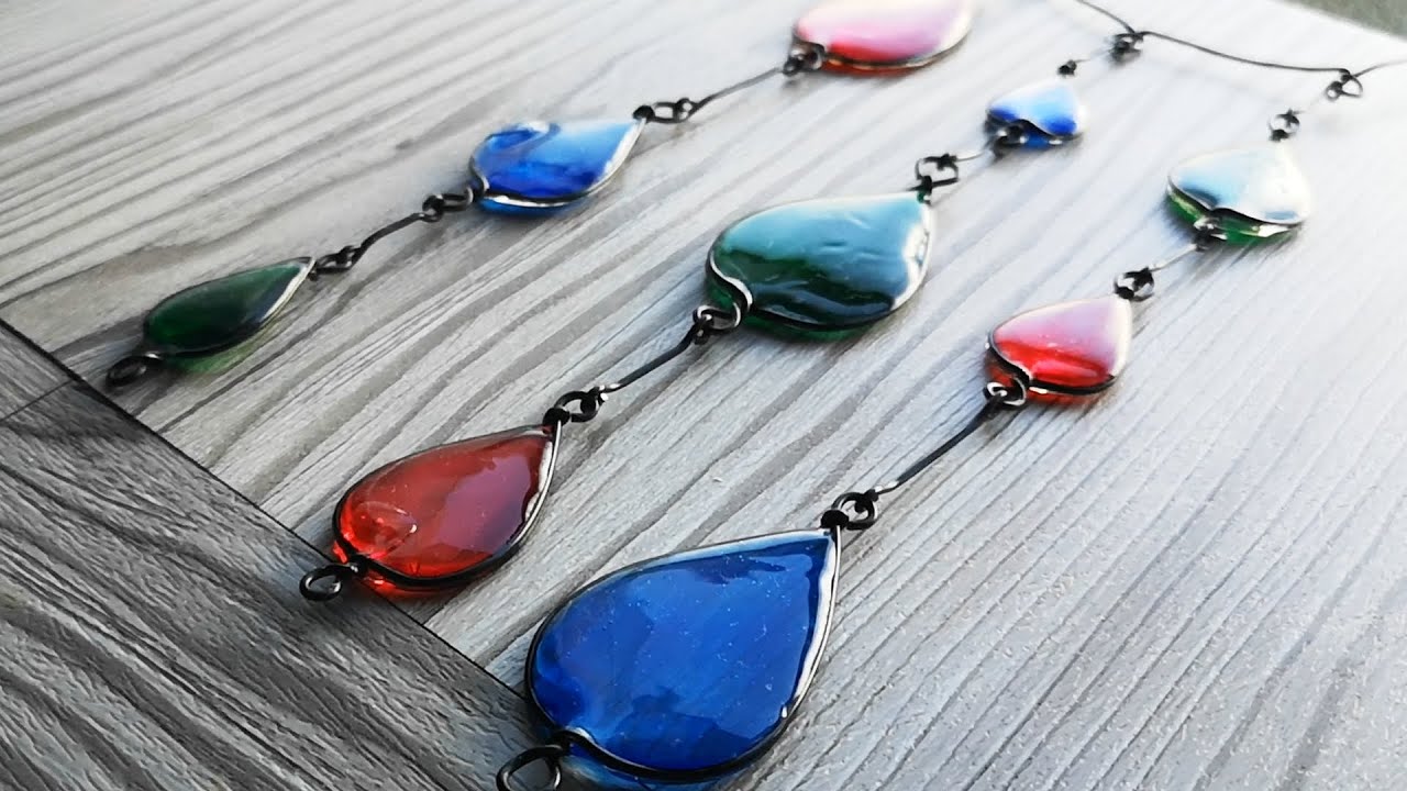 【ワイヤークラフト】レジンとガラス絵具でしずくのモビール作り！ How To Make Drops Mobile With Wire ...