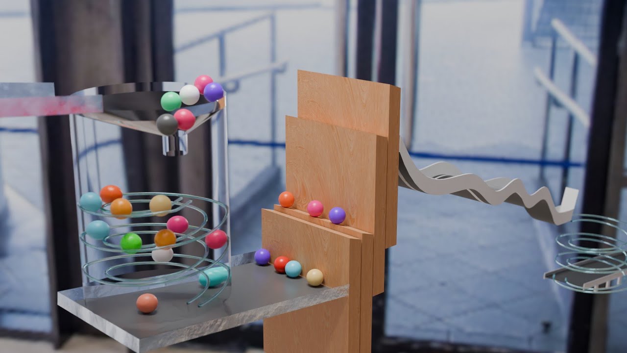 Colorful Balls Marble Run Loop Animation | Blender Rigid Body ...