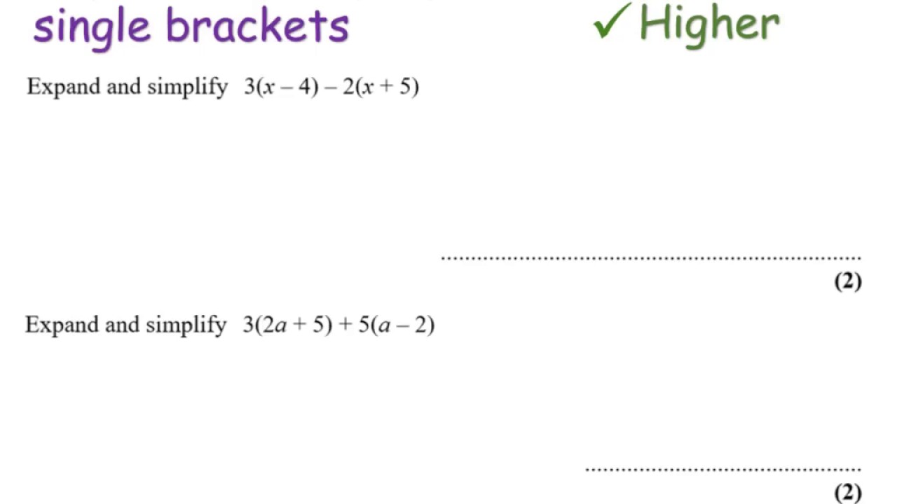 Expand and Simplify Single Brackets | Foundation and Higher GCSE ...