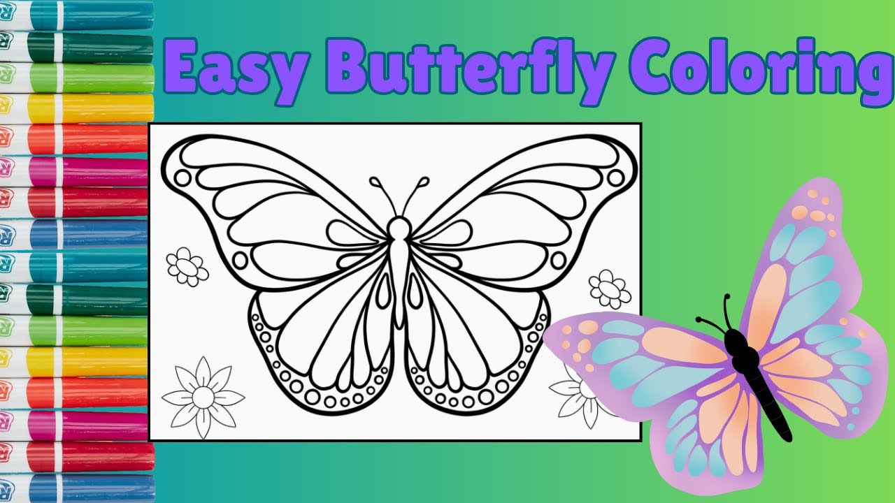 Coloring a Easy Drawing of a Butterfly🦋 | Step by Step - YouTube