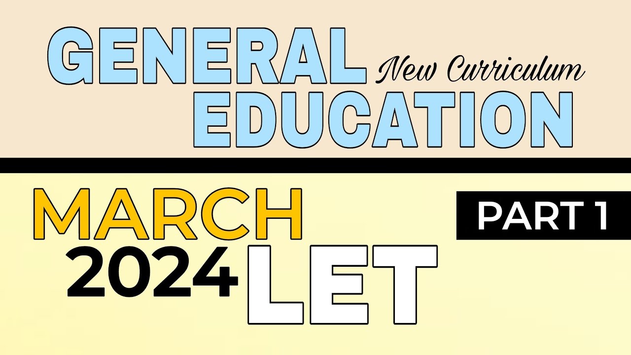 Gen Ed | March 2024 LET | PART 1 - YouTube