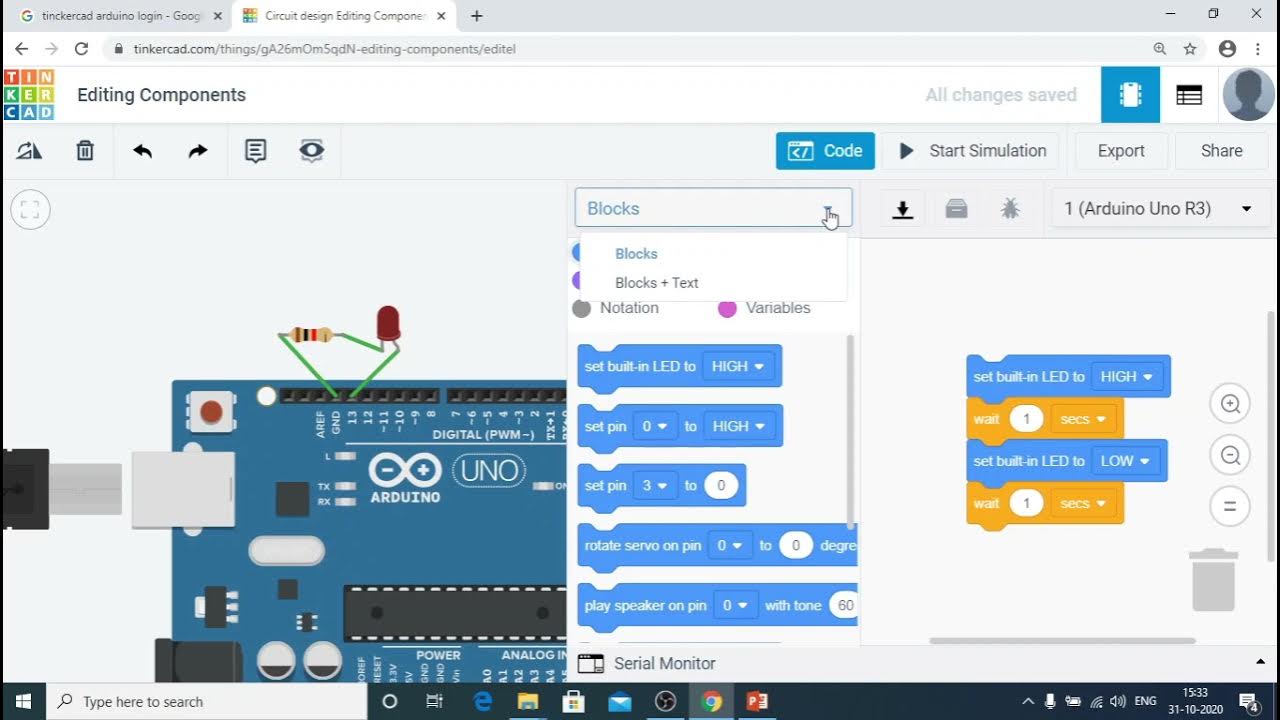 Experiment Interfacing of LED with Arduino ATmega 328P using Tinkercad Software - YouTube