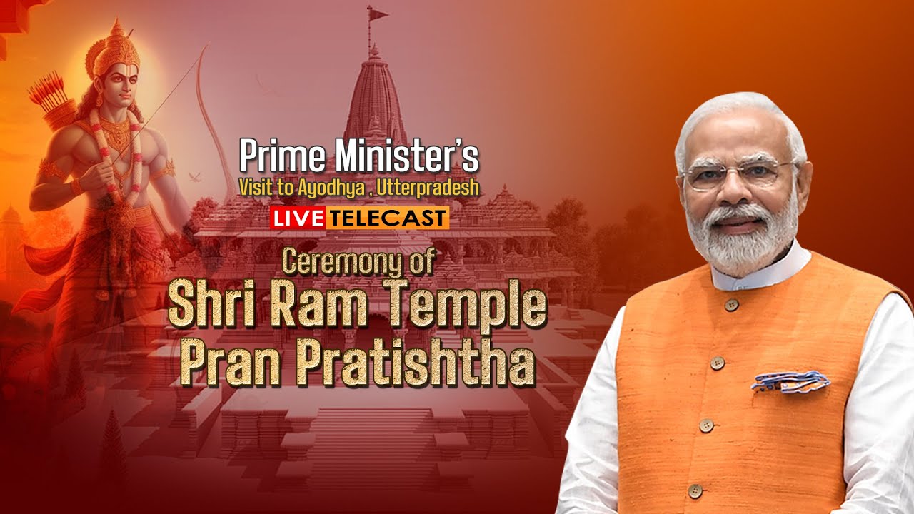 Ceremony of Shri Ram Temple Pran Prathishta at Ayodhya - Live - YouTube