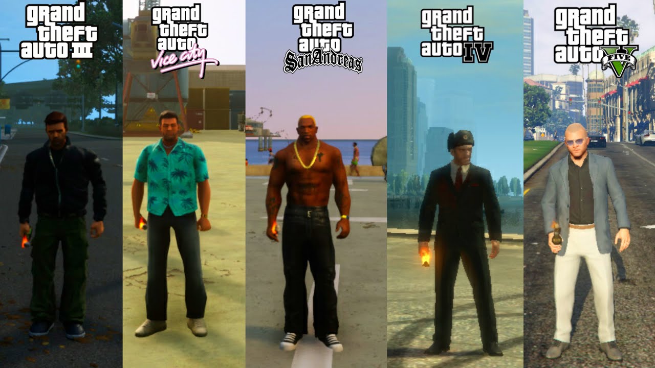 Evolution of NPC vs Molotov cocktail in GTA Games \ GTA 3 vs GTA San ...