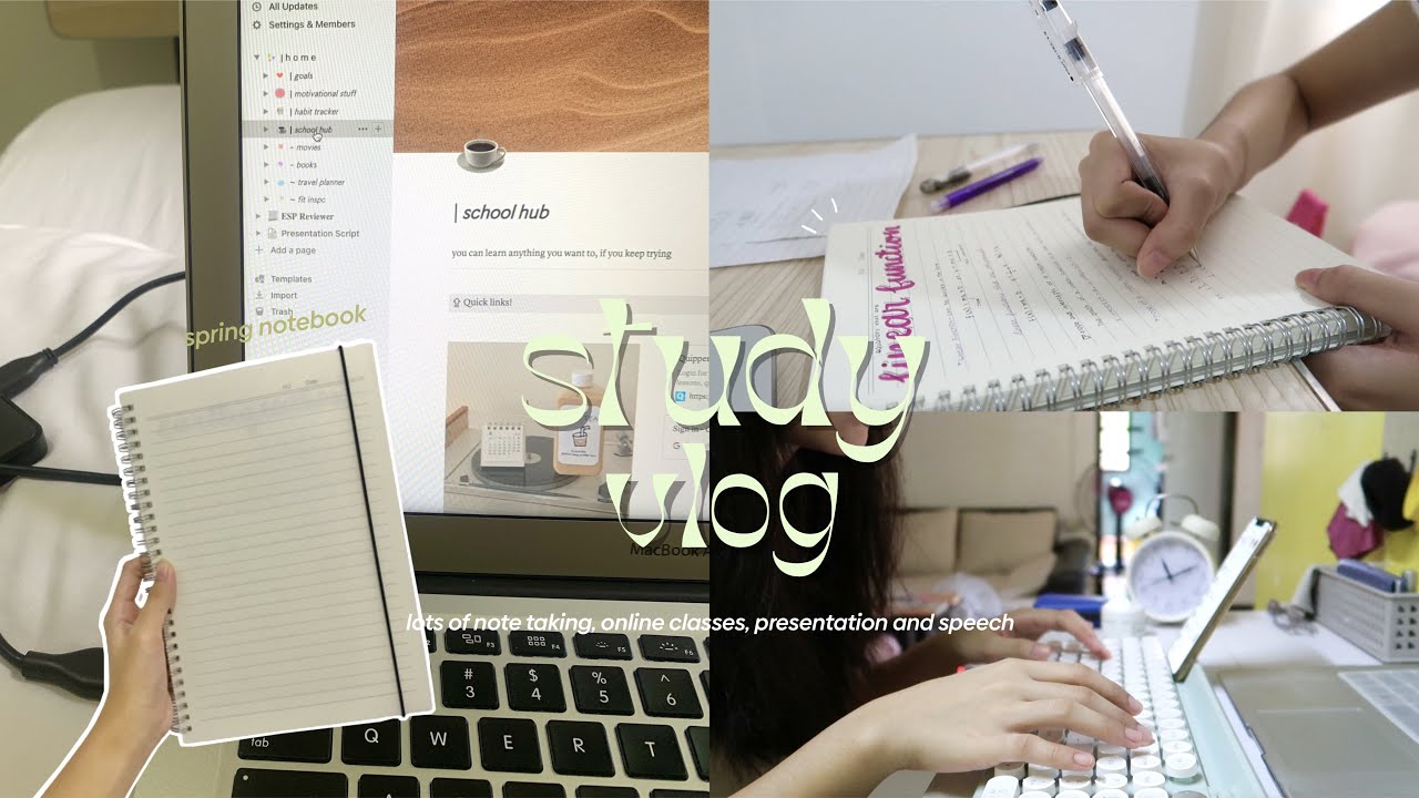 Study vlog | lots of note taking, online classes, speech & more! 💻📓 ...