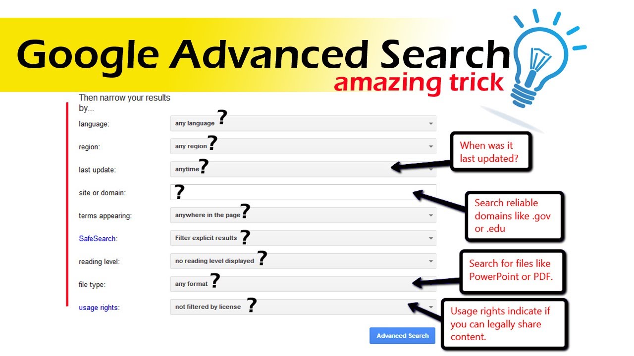 How use Google advanced search - YouTube