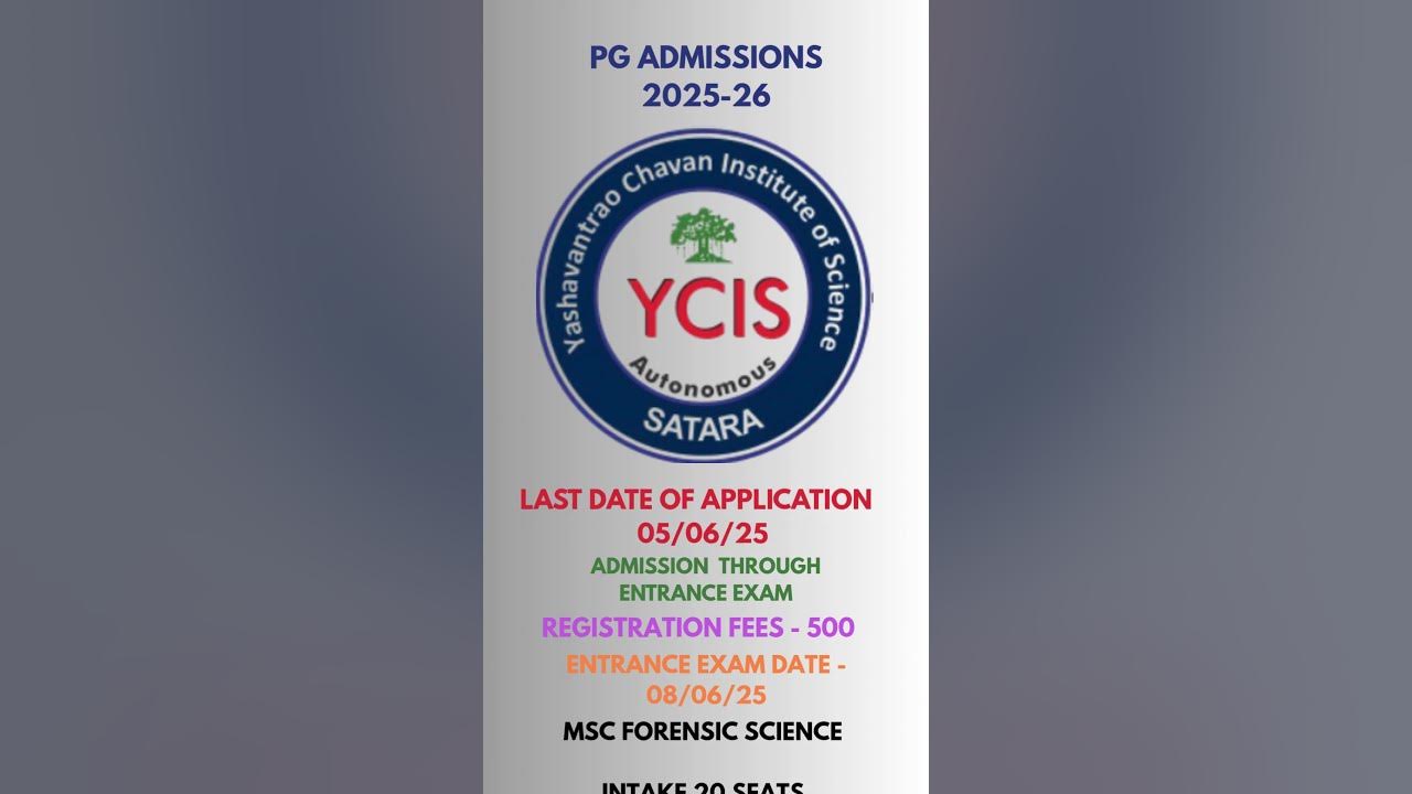 🚨 MSc Forensic @ YCIS Satara 🔬 PG REGISTRATION CLOSING SOON! 🎓🔥 # ...
