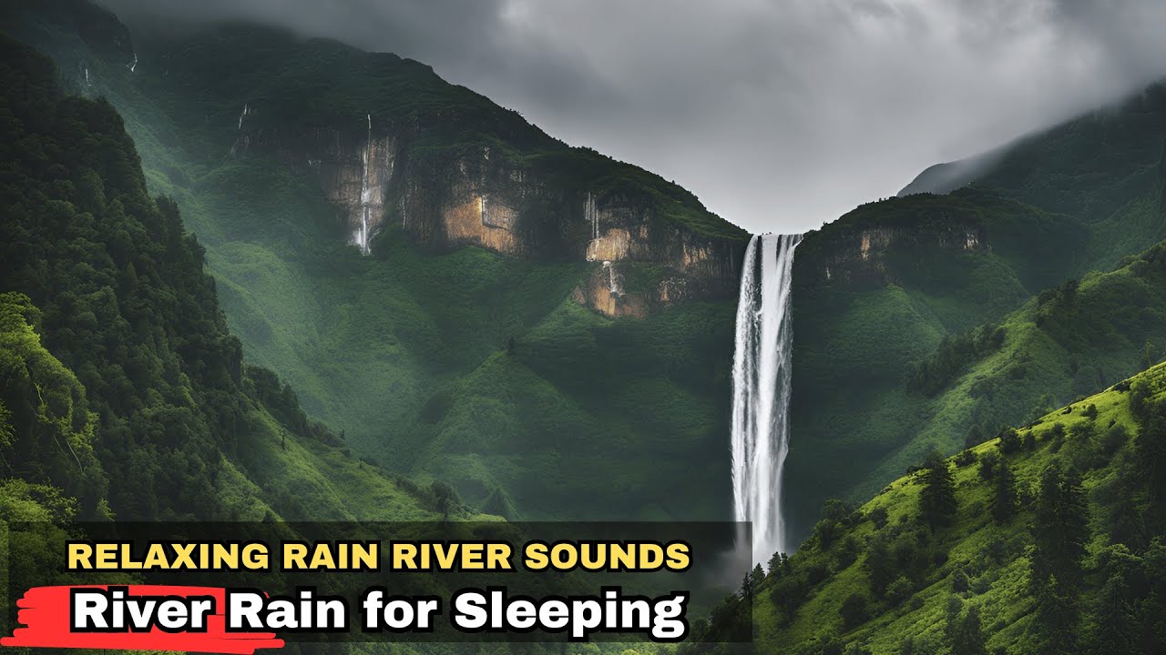 Relaxing Rain River Sounds☘️ Splashing Water Flowing Natural Forest ...