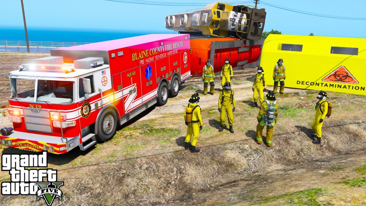 GTA 5 Firefighter Mod HAZMAT Unit Responding To A Train Derailment ...