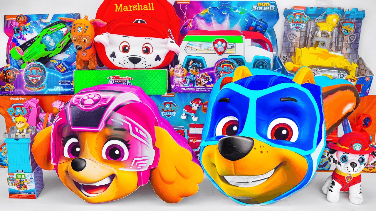 Paw Patrol Collection Unboxing Review ASMR | Backpack, Chase Mighty ...