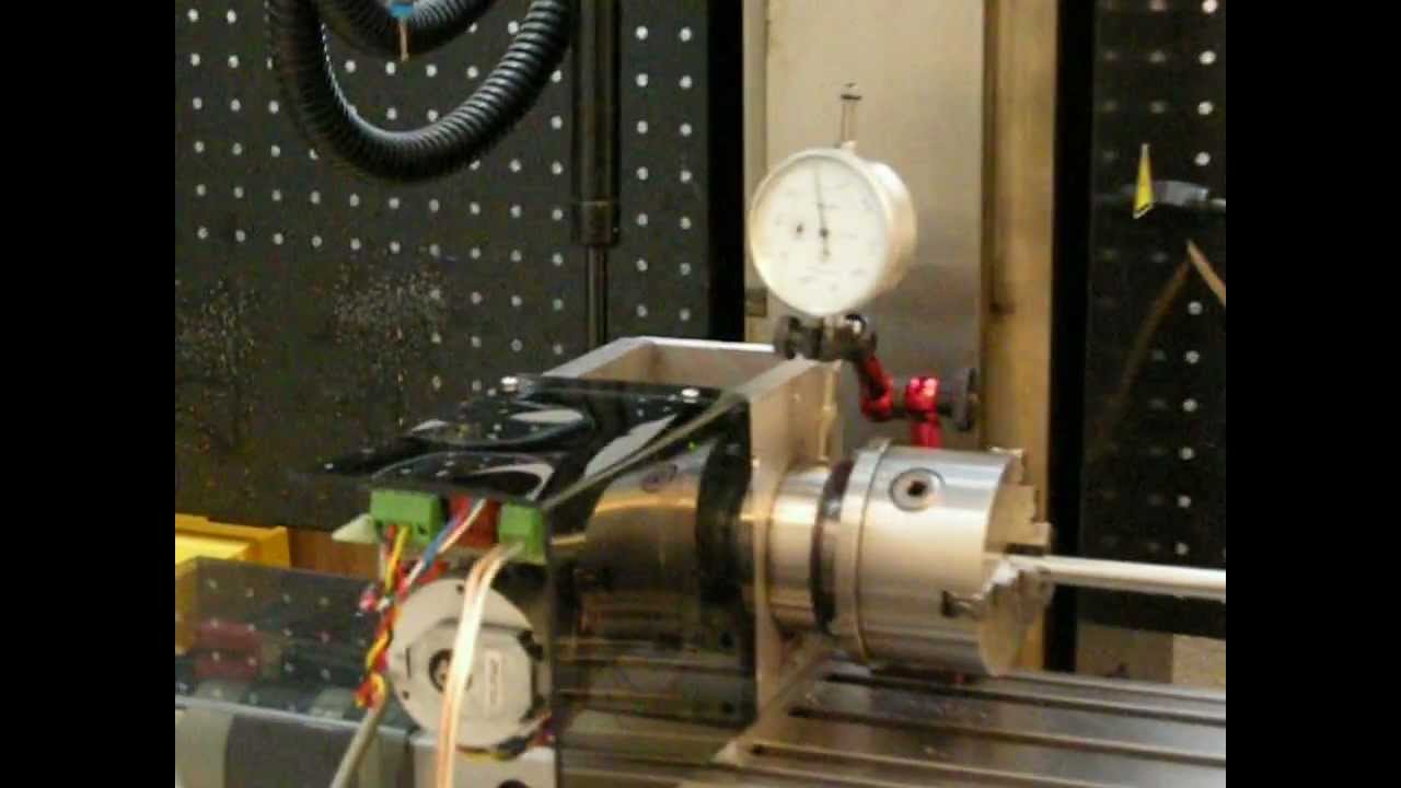 Rotary table attachment test. Linuxcnc (emc2) running on Pico-SAM9G45 ...