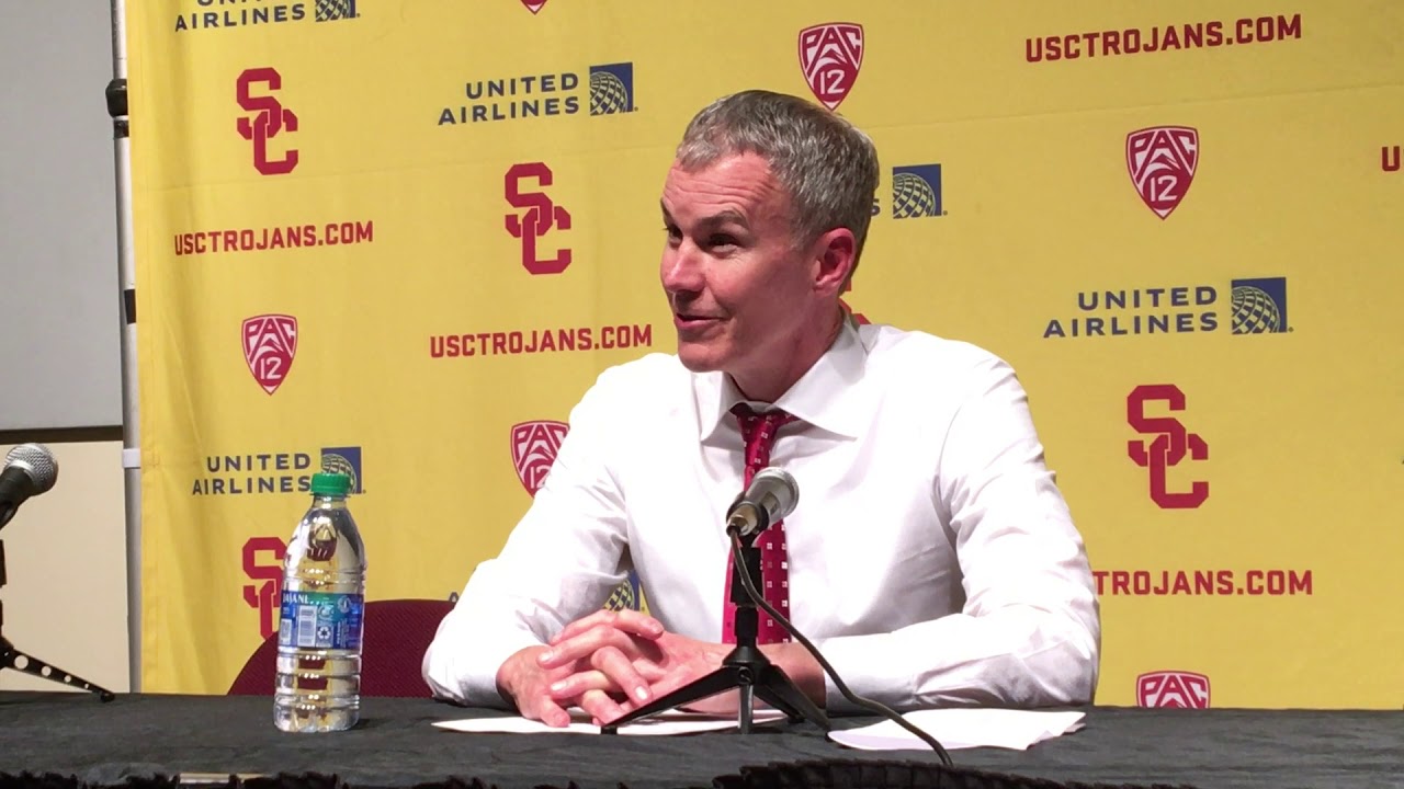 USC basketball coach Andy Enfield after the Trojans’ win over Arizona ...