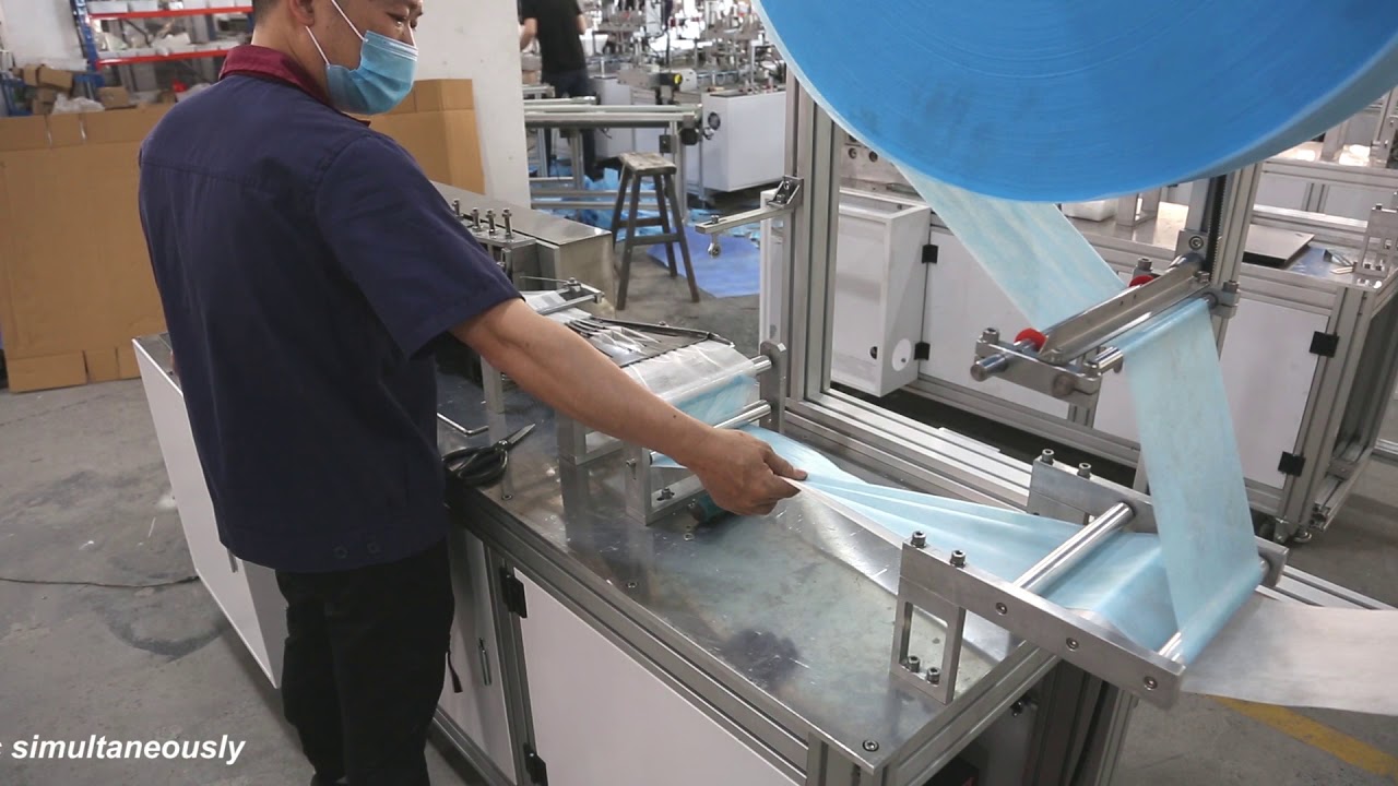 semi automatic disposable mask making machine - YouTube