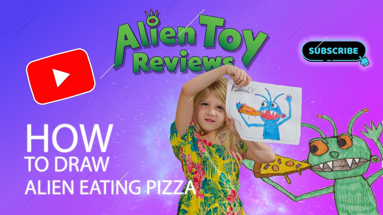 How to Draw Alien Eating Pizza - YouTube
