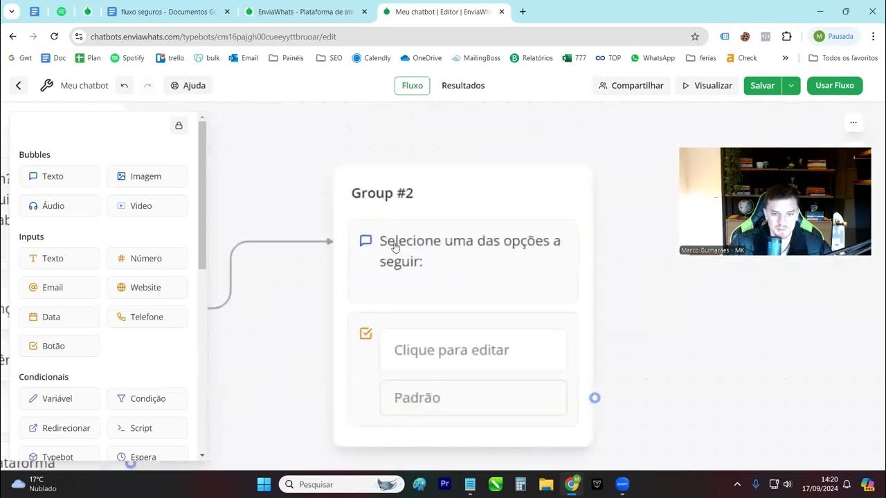 Como Criar um Fluxograma no Chat Bot Whatsap Envia Whats - YouTube