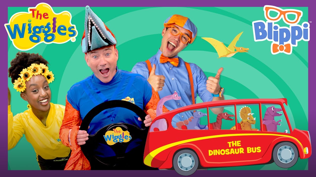The Dinosaur Bus 🦖🚌 The Wiggles feat. Blippi 🦕 Learn About Dinosaurs 🎶 ...