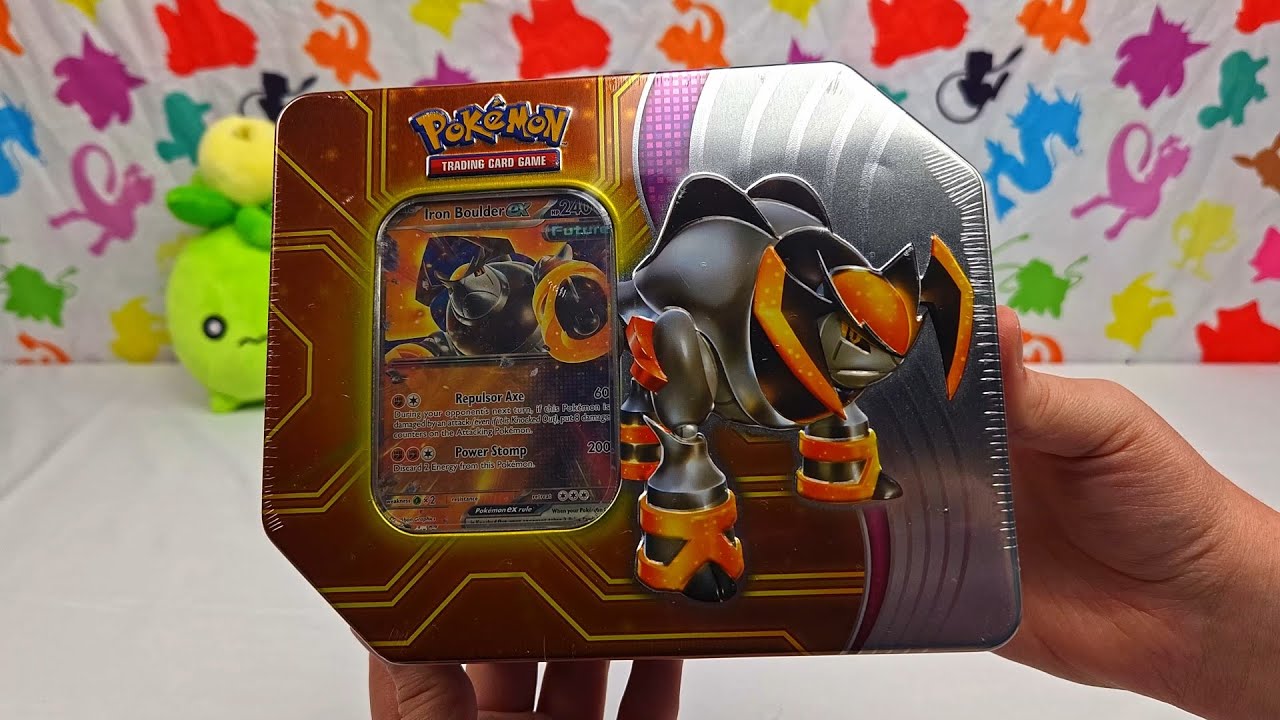 Opening Pokemon Paradox Destinies Tin - Iron Boulder ex | Pokemon Cards ...