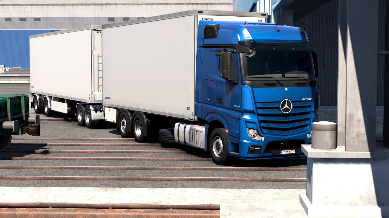 ETS 2 - New Actros Box Truck + Drawbar Trailer Duisburg to Osnabrück ...