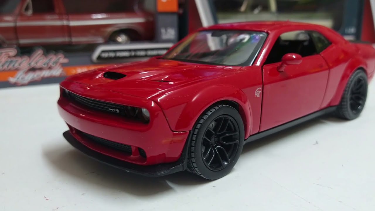 2017 Dodge Challenger Hell Cat Red 1/24 diecast model /shebystoys - YouTube