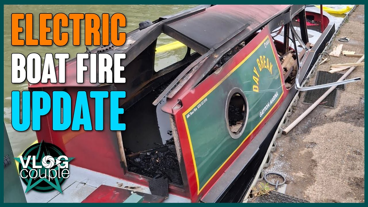Electric Narrow Boat Fire at Gayton Marina Follow Up - YouTube
