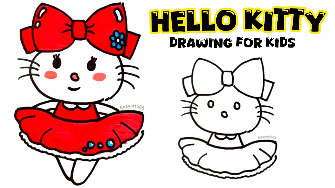 Hello kitty Easy Drawing For Kids | Hello kitty Simple Drawing For Kids ...