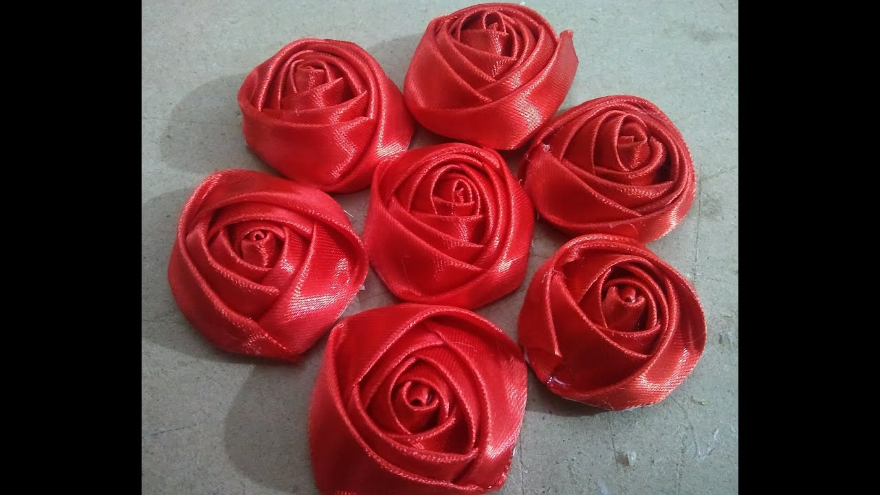 DIY How to make flowers from satin ribbon | Rolled Ribbon Rose | Easy ...