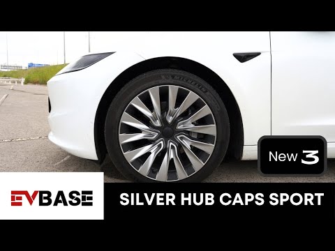 Tesla Model 3 Highland Accessories | EVBASE Silver Wheel Covers