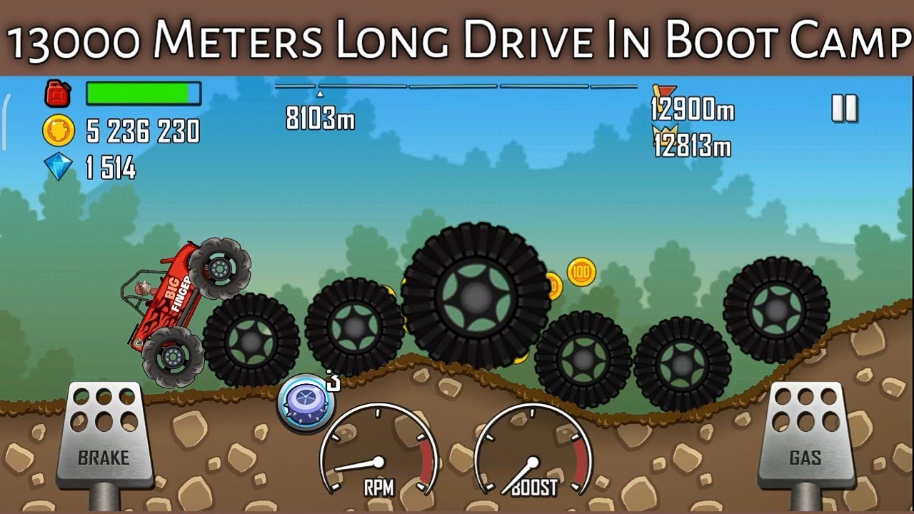 Hill Climb Racing - Boot Camp - 13000 Meters With Big Finger Truck ...