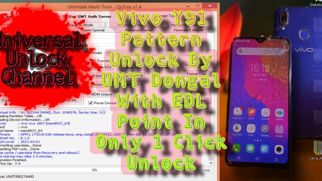Vivo Y91 Pattern Unlock By UMT Dongal With EDL Point In Only 1 👆 Click ...