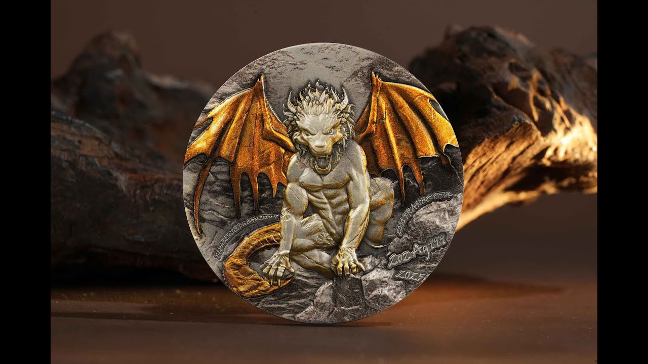 2025 Cameroon 2 Ounce Neo Manticore High Relief 24K Gilded Silver Coin ...