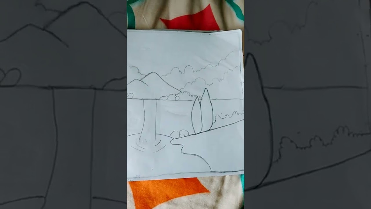 Scenery drawing without colour| #shorts - YouTube