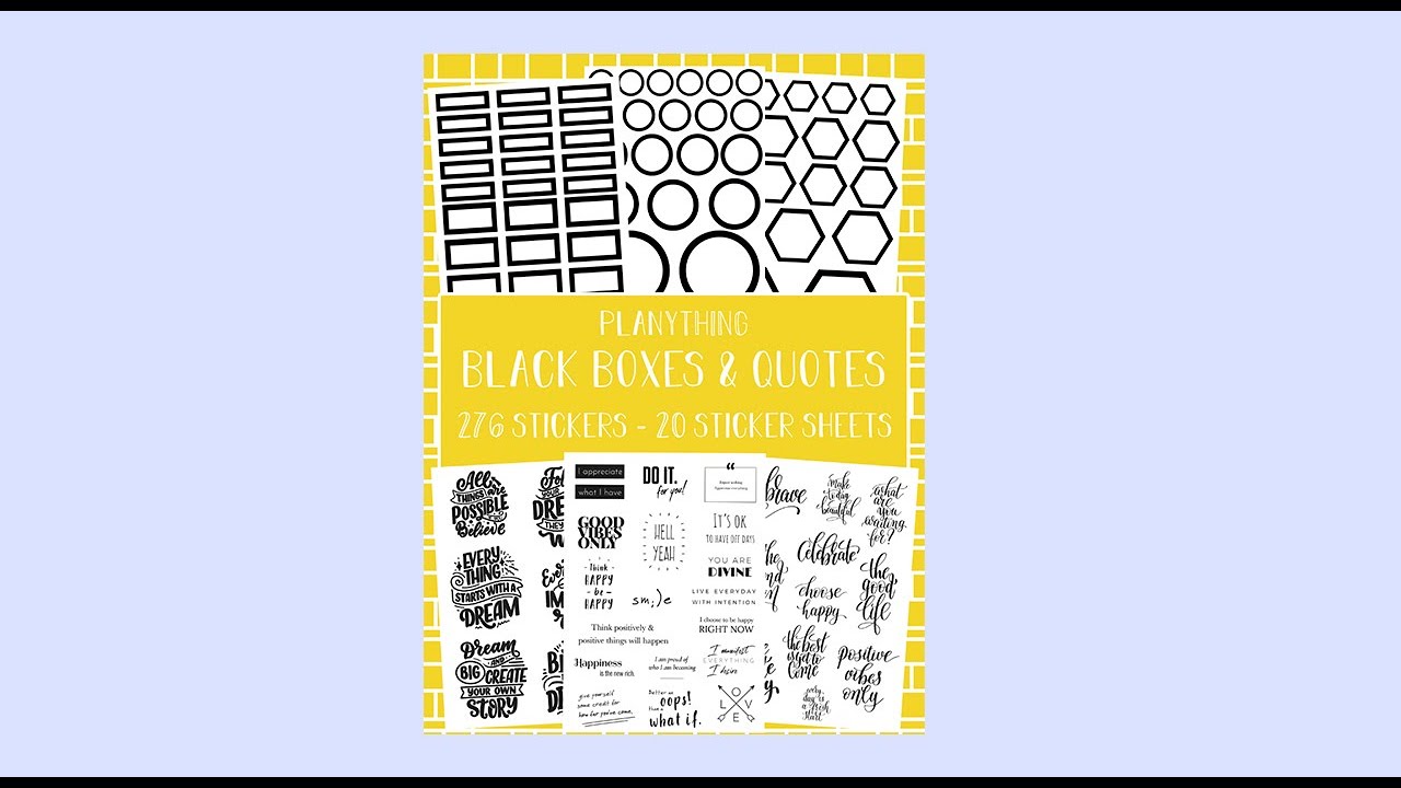 BLACK BOXES AND QUOTES - STICKER BOOK - FLIP THROUGH - Planything - YouTube