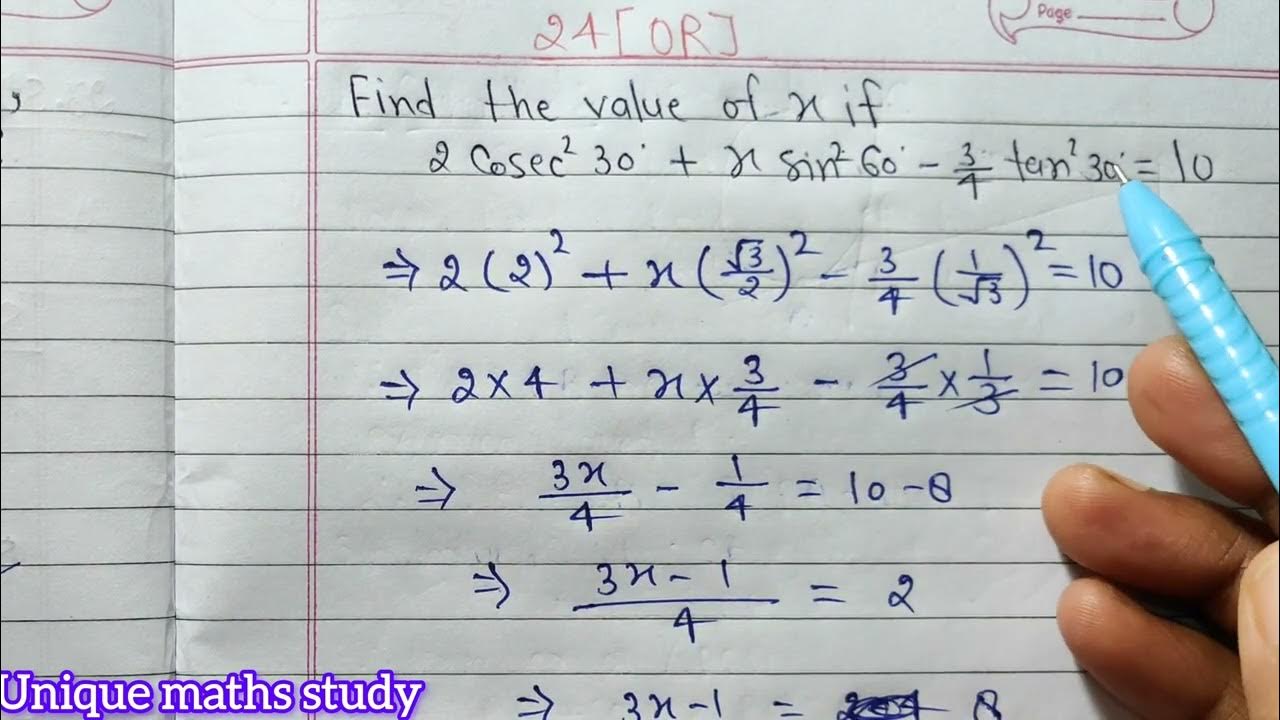 find-the-value-of-x-if-2-cosec-2-30-x-sin-2-60-3-4-tan-2-30