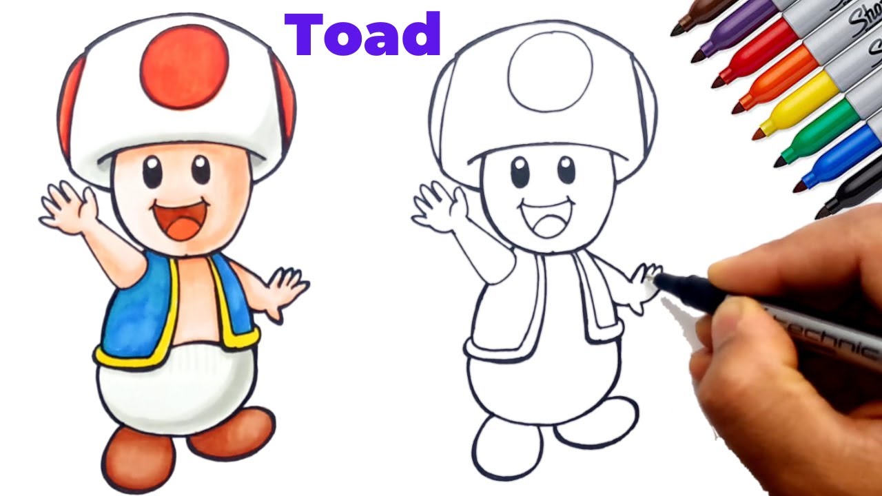 How To Draw Toad From Super Mario - Easy drawing - YouTube