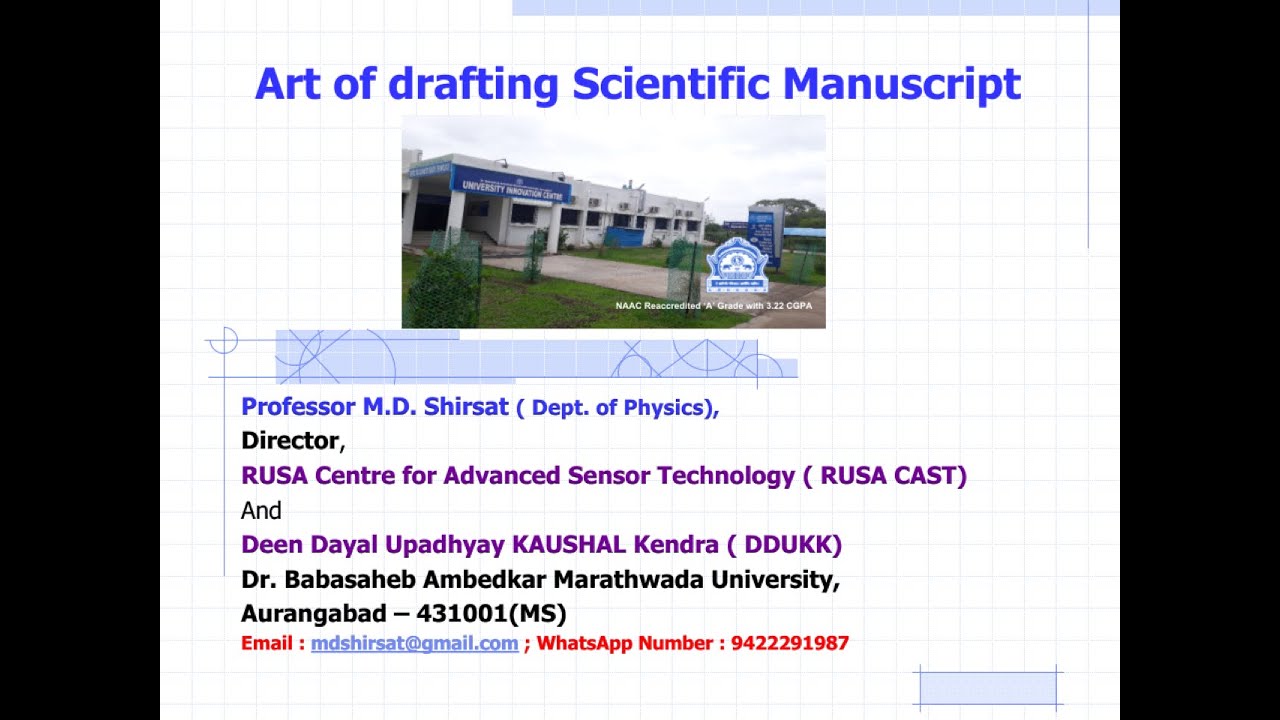 Art of Drafting Scientific Manuscript - YouTube