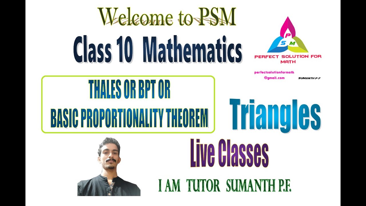THALES THEOREM 6.1 PROOF | BPT PROOF| class 10 mathematics live class ...