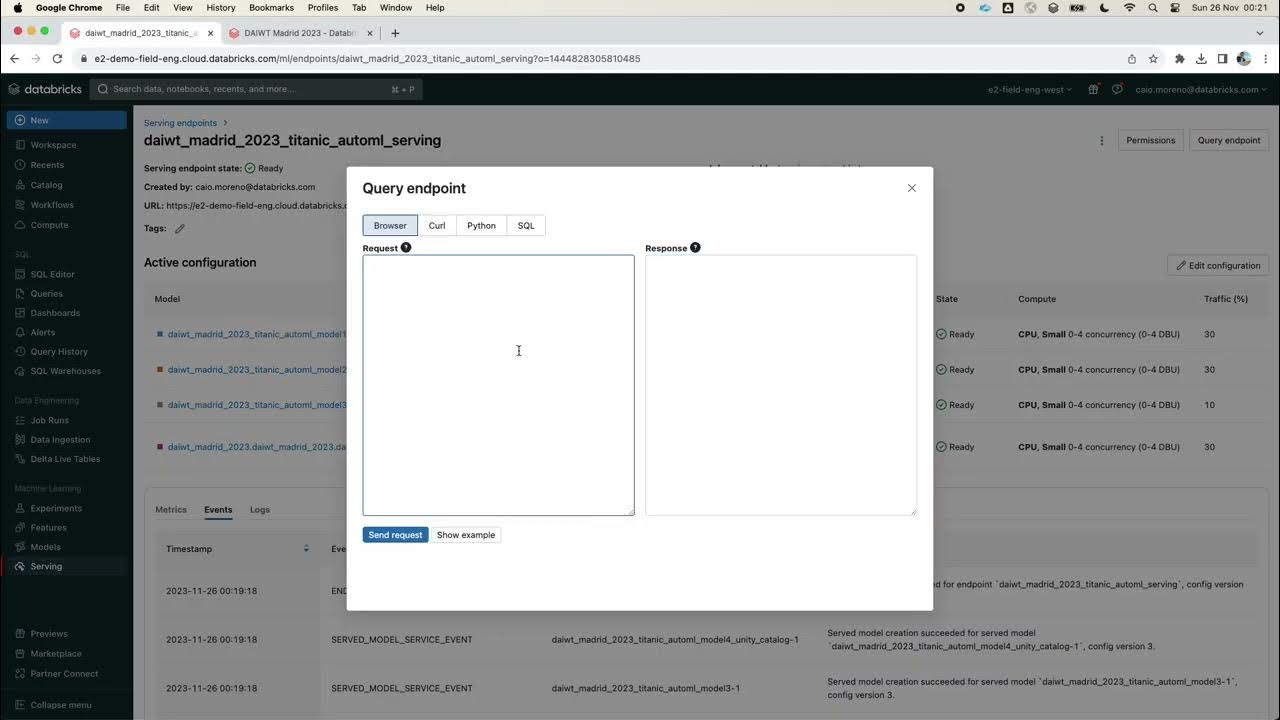 Querying A Real Time Machine Learning Model Endpoint With Databricks Model Serving Youtube
