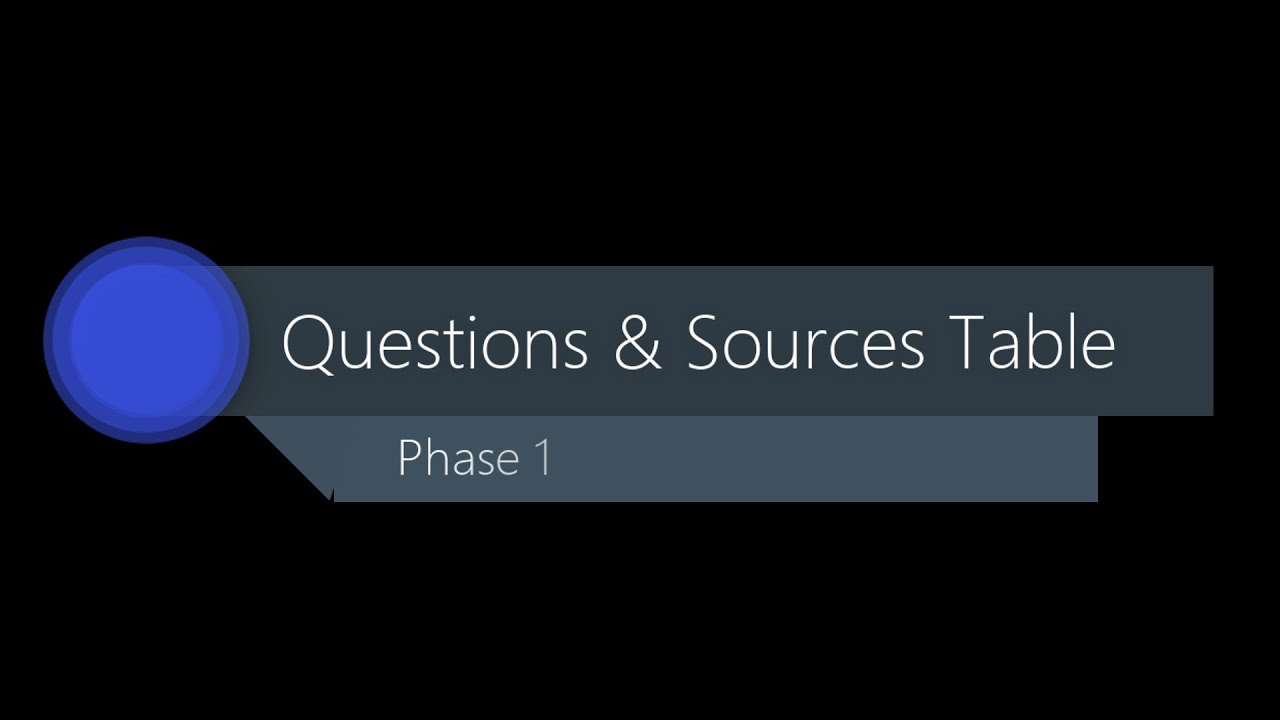 Phase 1 Step 6 - Questions & Sources Table - YouTube