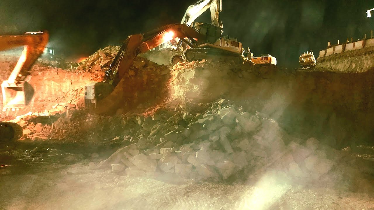 excavators night work liebherr984/doosan excavator caterpillar ...