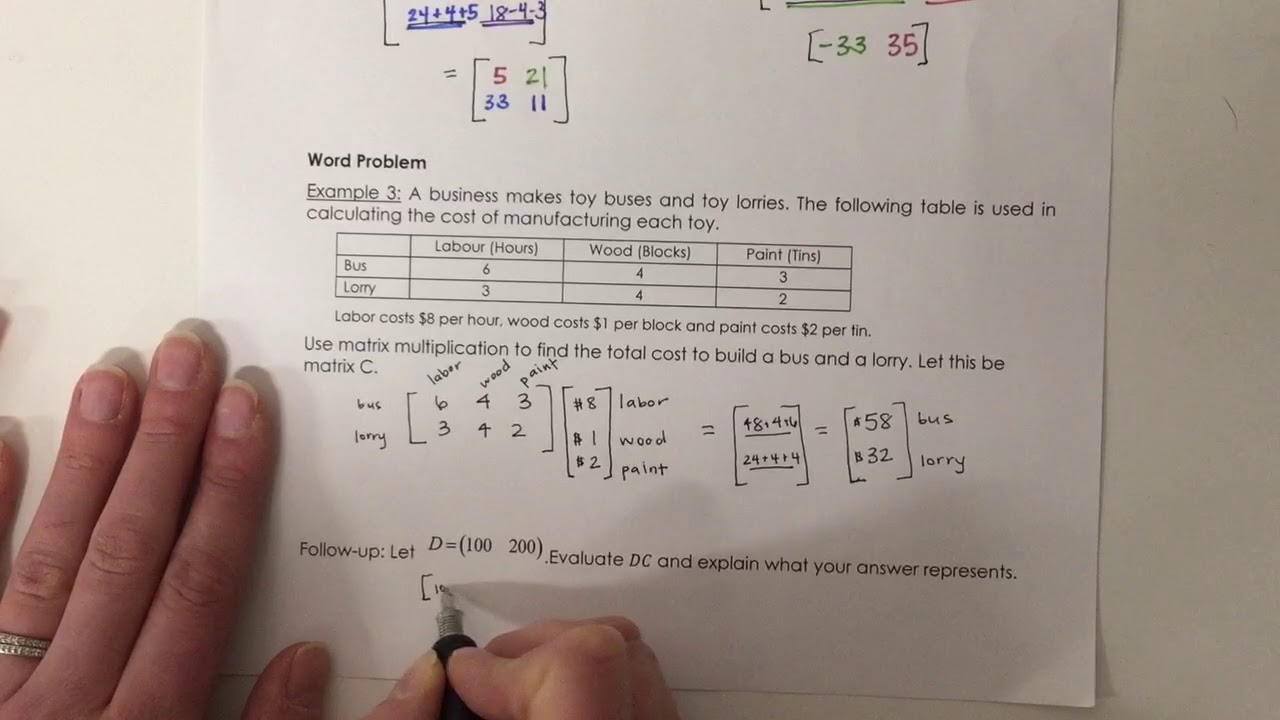 Matrix Multiplication Word Problems YouTube Matrix Multiplication Word Problems YouTube