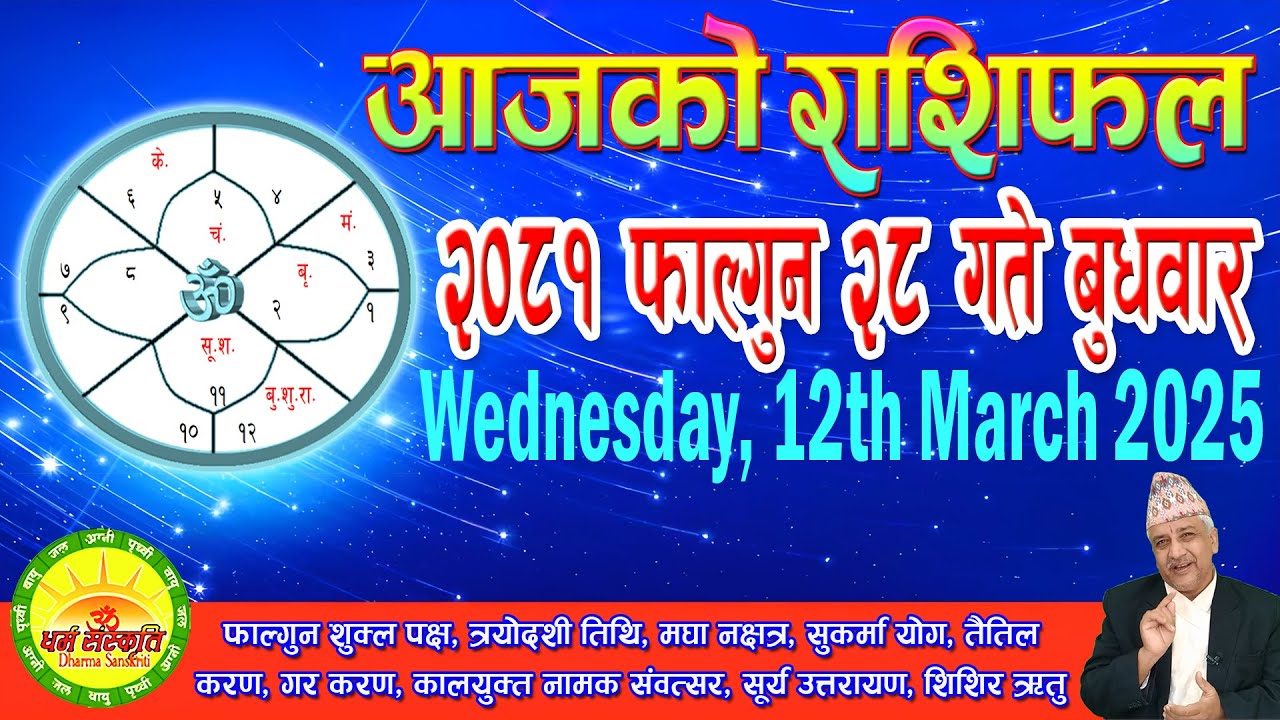आजको राशिफल | २०८१ फाल्गुन २८ गते बुधवार | March 12, 2025 | 2081 Falgun ...